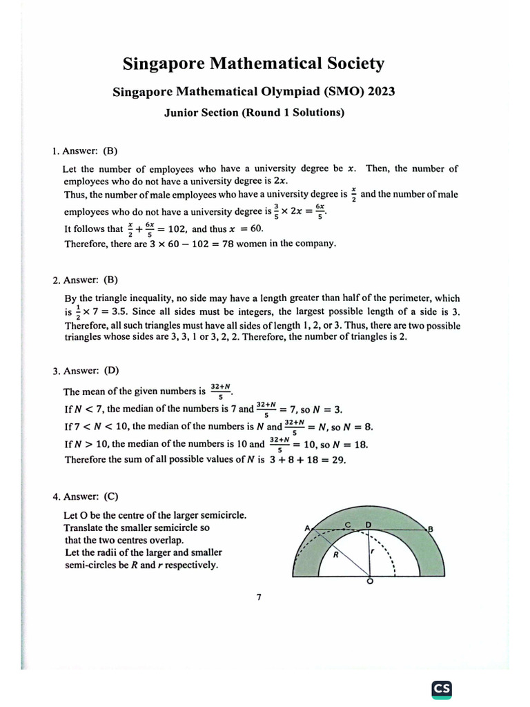 2023 SMO Junior Round 1 Soln | PDF