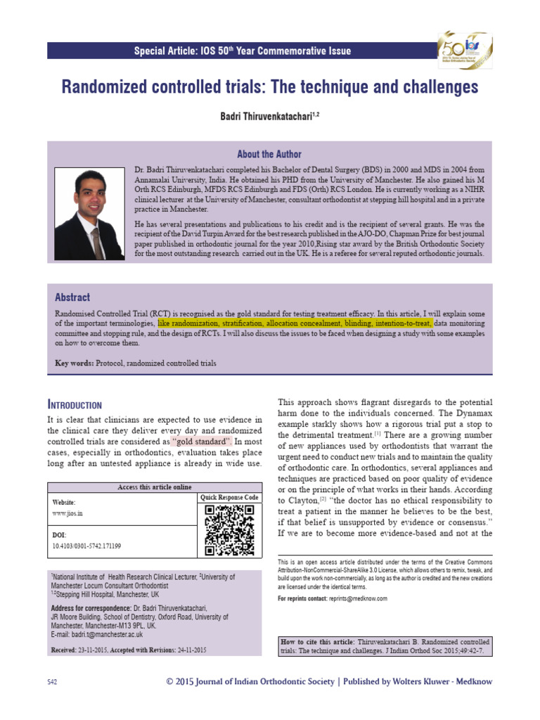Randomized Controlled Trials the Technique and Challenges | PDF | Randomized Controlled Trial ...