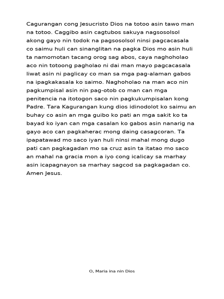 Cagurangan Cong Jesucristo Dios Na Totoo Asin Tawo Man Na Totoo | PDF