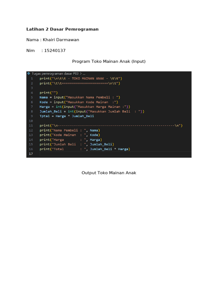 Latihan 2 Dasar Pemrograman | PDF