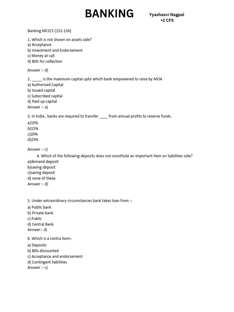 Banking MCQS | PDF