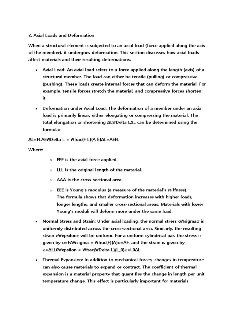 Axial Loads and Deformation | PDF | Deformation (Engineering) | Buckling