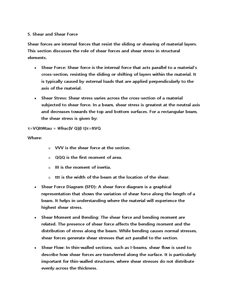 Understanding Shear Force and Stress | PDF