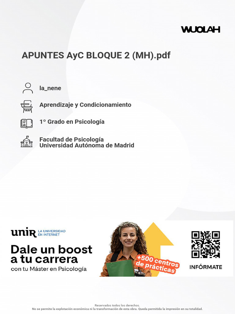 Apuntes Wuolah Bloque 2 de Aprendizaje y Condicionamiento | PDF ...