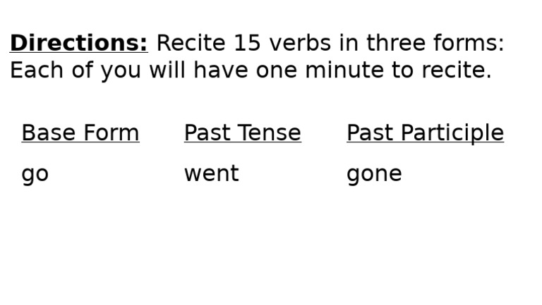 Esl Lesson - RECITATION For FORM OF VERBS | PDF