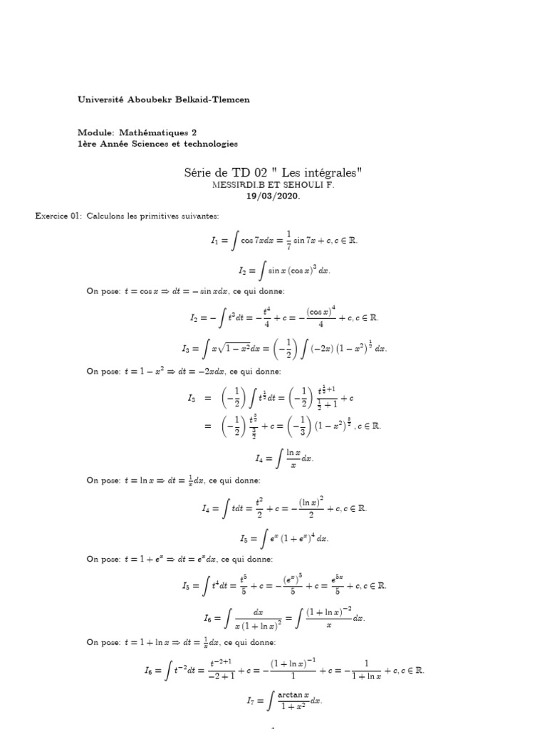 Le Corrigé de La Série de TD2 - S2 - ST-2019-2020. | PDF