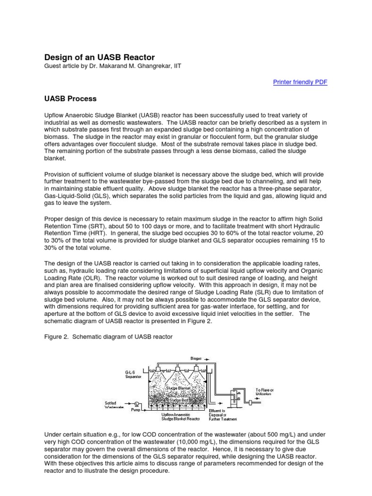 UASB Reactor Design and Parameters | PDF | Sewage Treatment | Chemical ...
