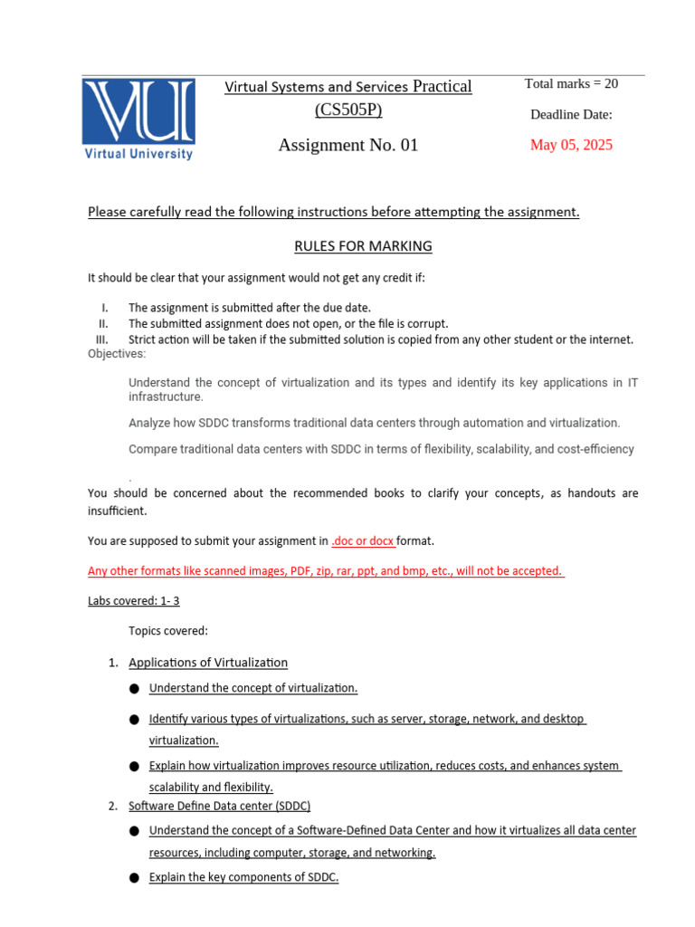 Virtualization and SDDC Assignment Guide | PDF | Virtual Machine ...