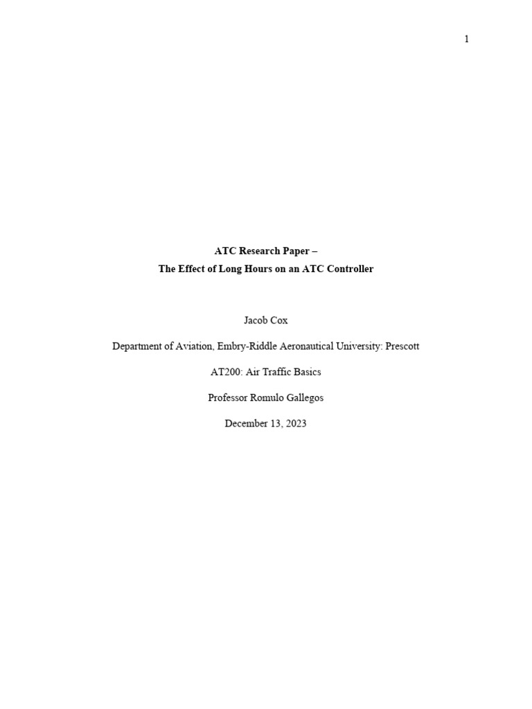 The Effect of Long Hours On An ATC Controller | PDF | Occupational ...