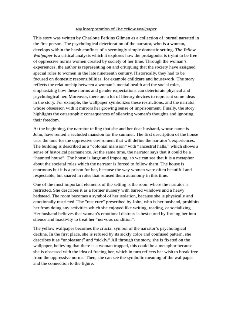 Analysis of The Yellow Wallpaper's Themes | PDF | The Yellow Wallpaper