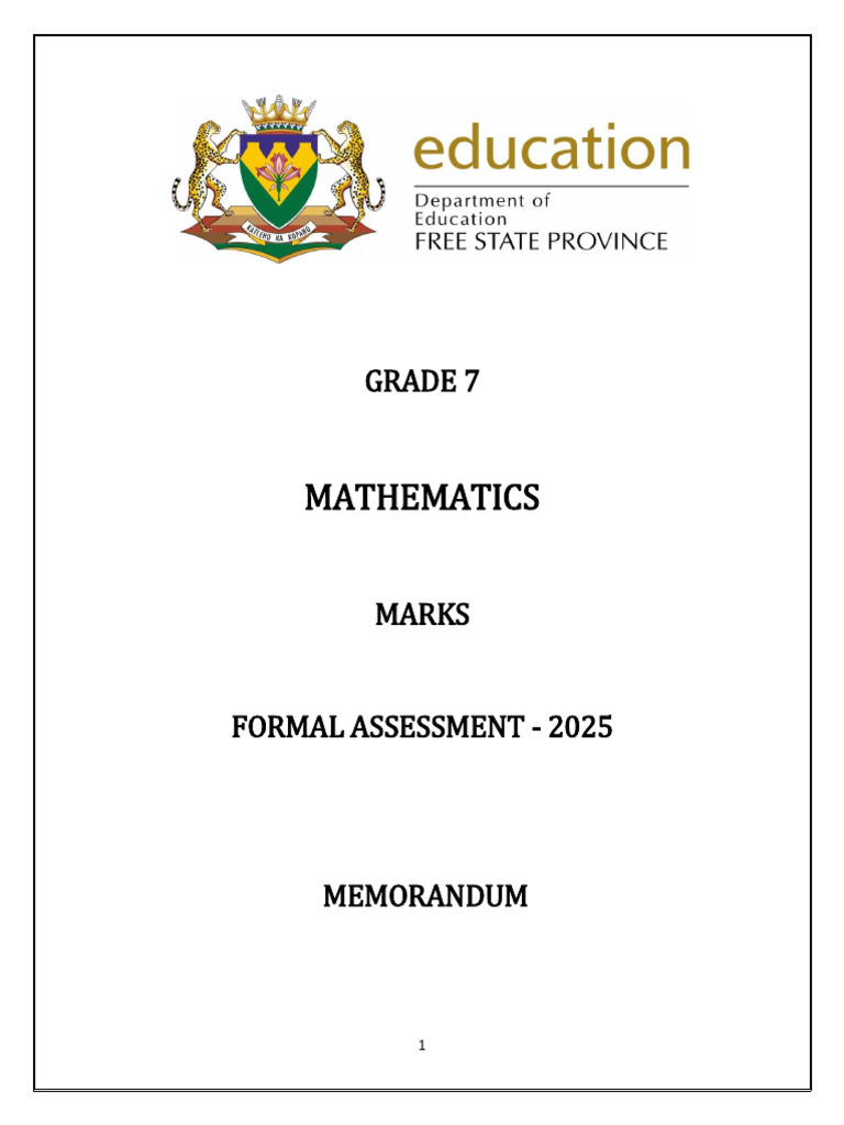 Memorandum Grade 7 Term 1 | PDF | Behavioural Sciences | Cognition