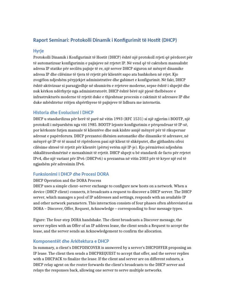DHCP Protocol Seminar Translated Albanian | PDF | Ip Address | Internet Architecture