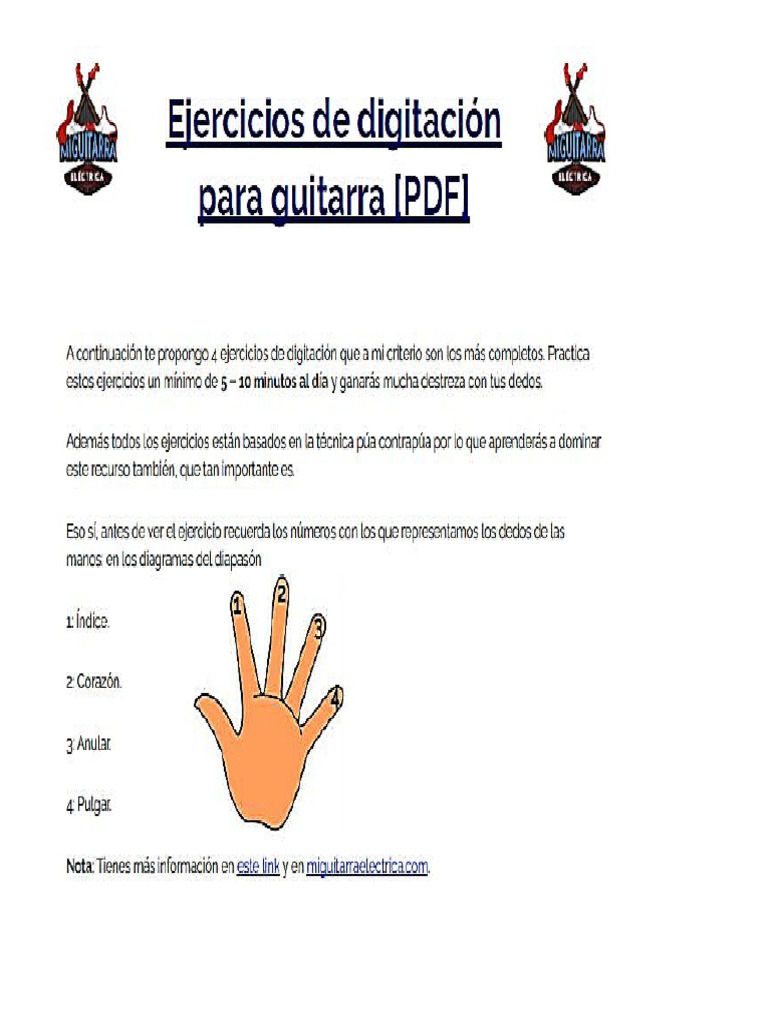 Ejercicios de Digitacion para Guitarra | PDF