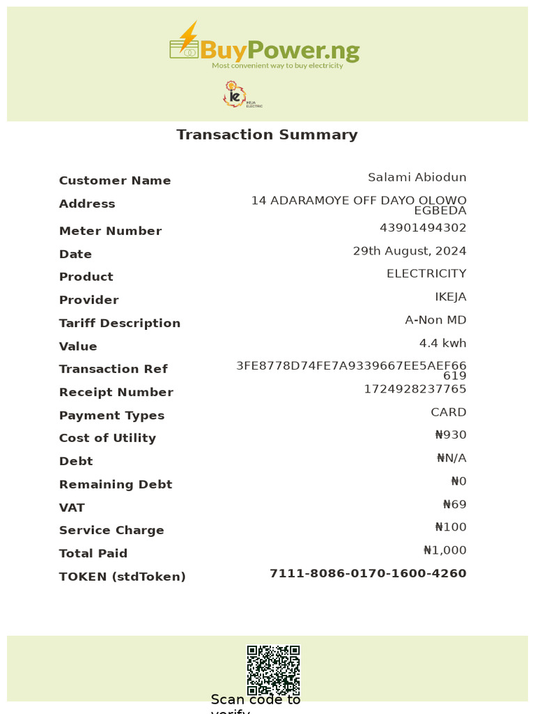 Buy Power Receipt | PDF