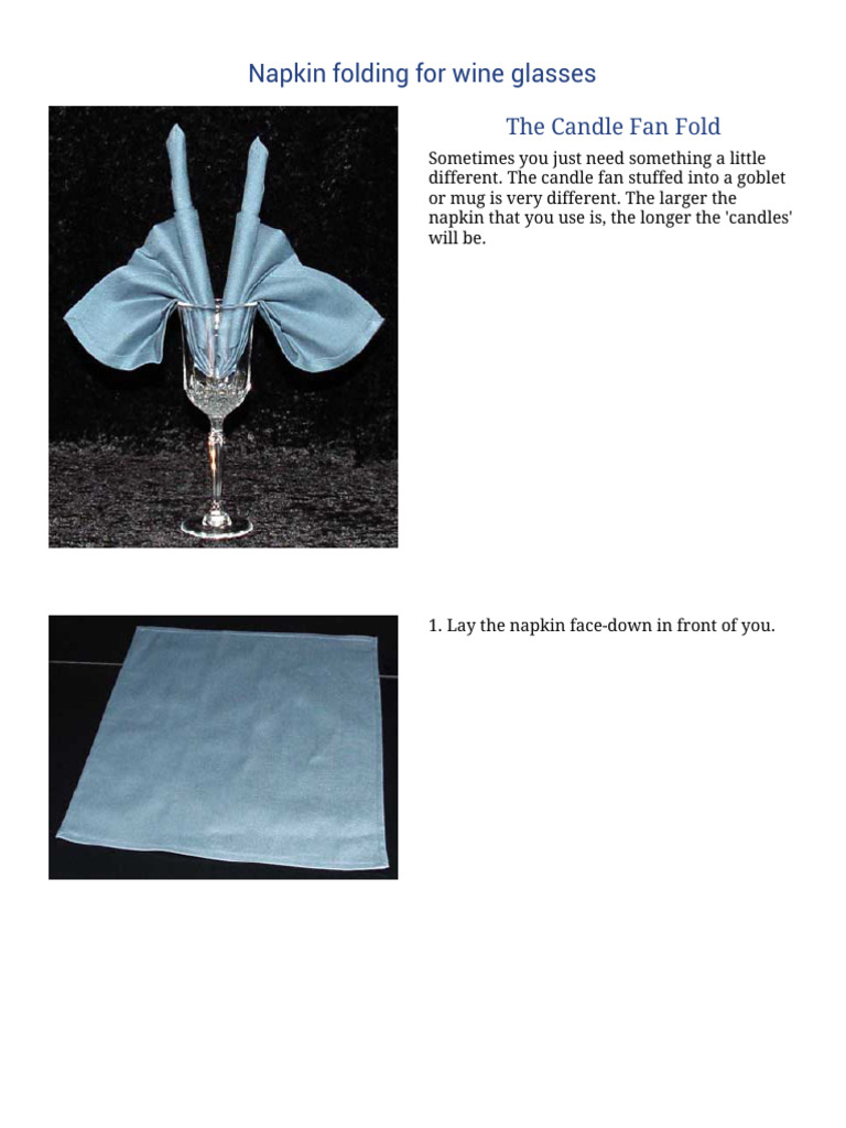 Candle Fan Napkin Fold Tutorial | PDF