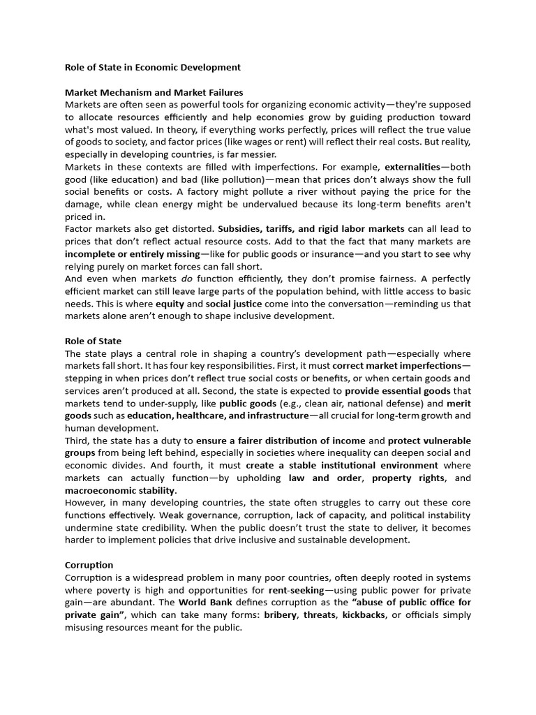 Role of State in Economic Development | PDF | Market (Economics ...