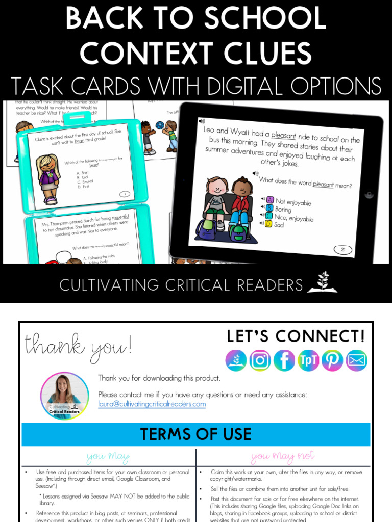 Task Cards With Digital Options: Cultivating Critical Readers | PDF ...