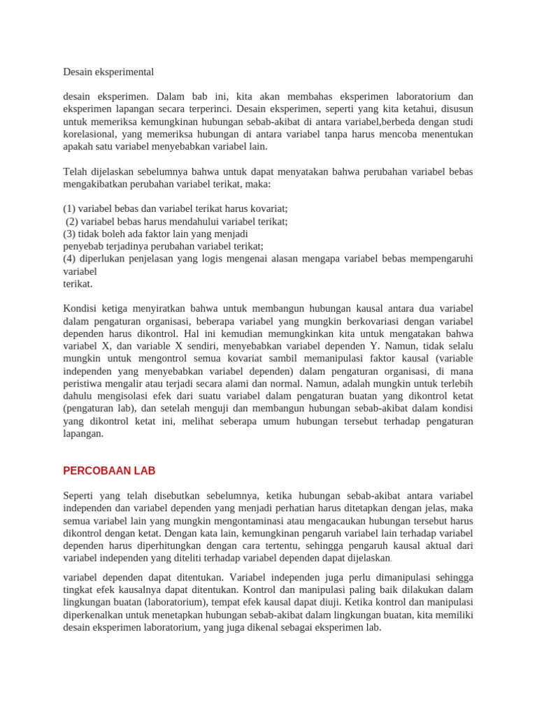 Desain eksperimental | PDF