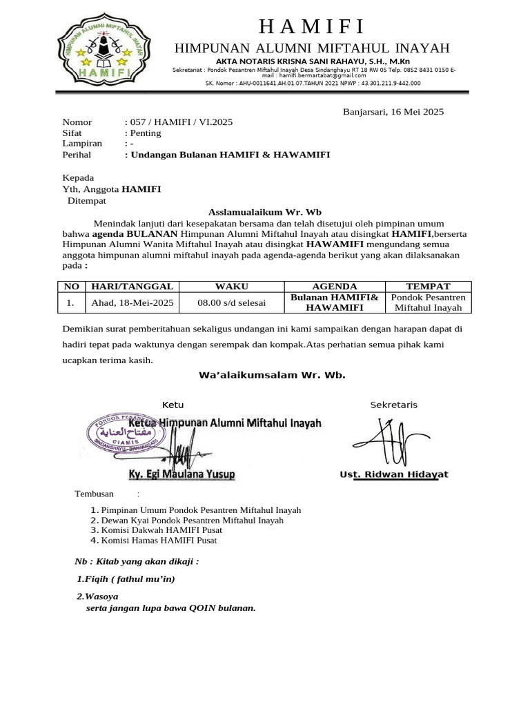 Undangan Bulanan Hamifi | PDF