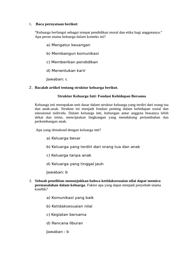Soal SSK Peran Keluarga | PDF