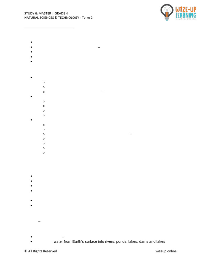 Grade 4 Natural Sciences Overview | PDF | Liquids | Water