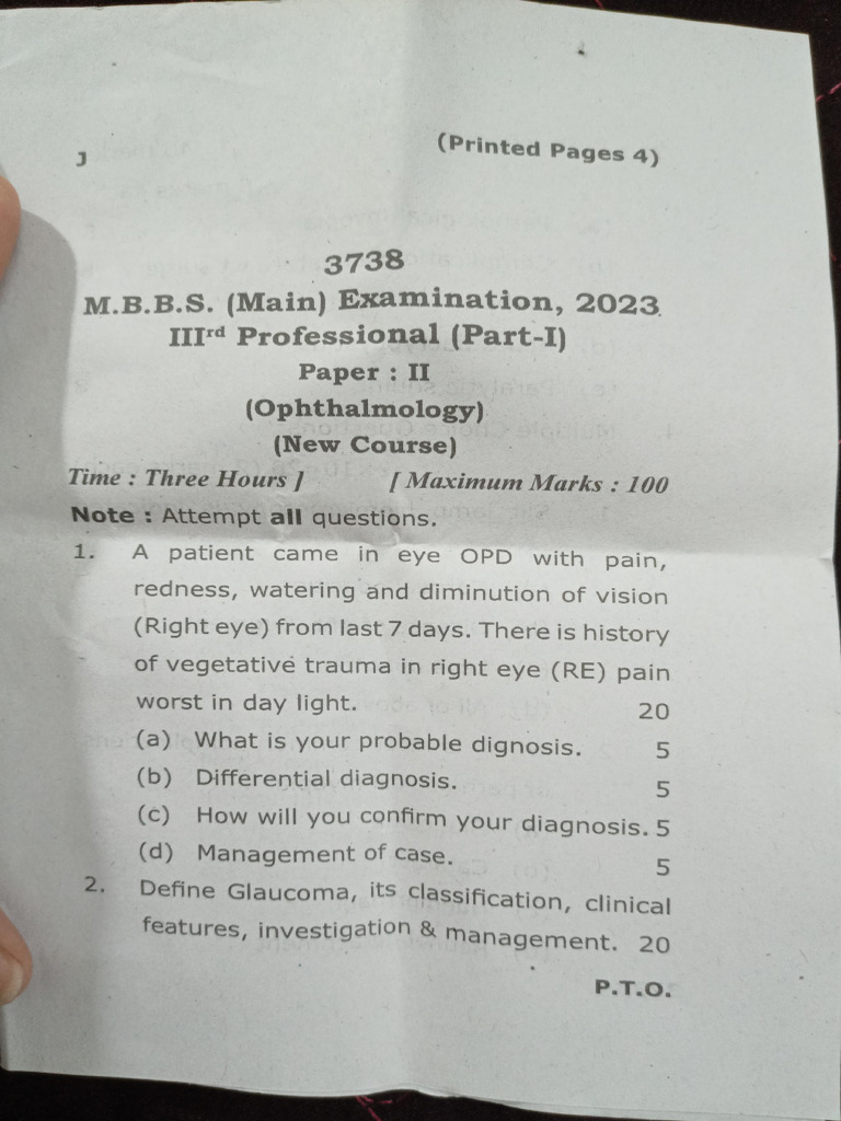 Mbbs 3 RD Proff Para19 Papers | PDF | Clinical Medicine | Diseases And Disorders