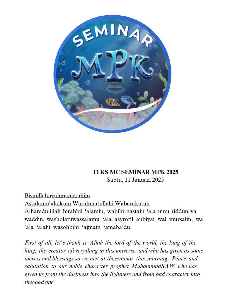 Teks MC Seminar MPK 2025 | PDF