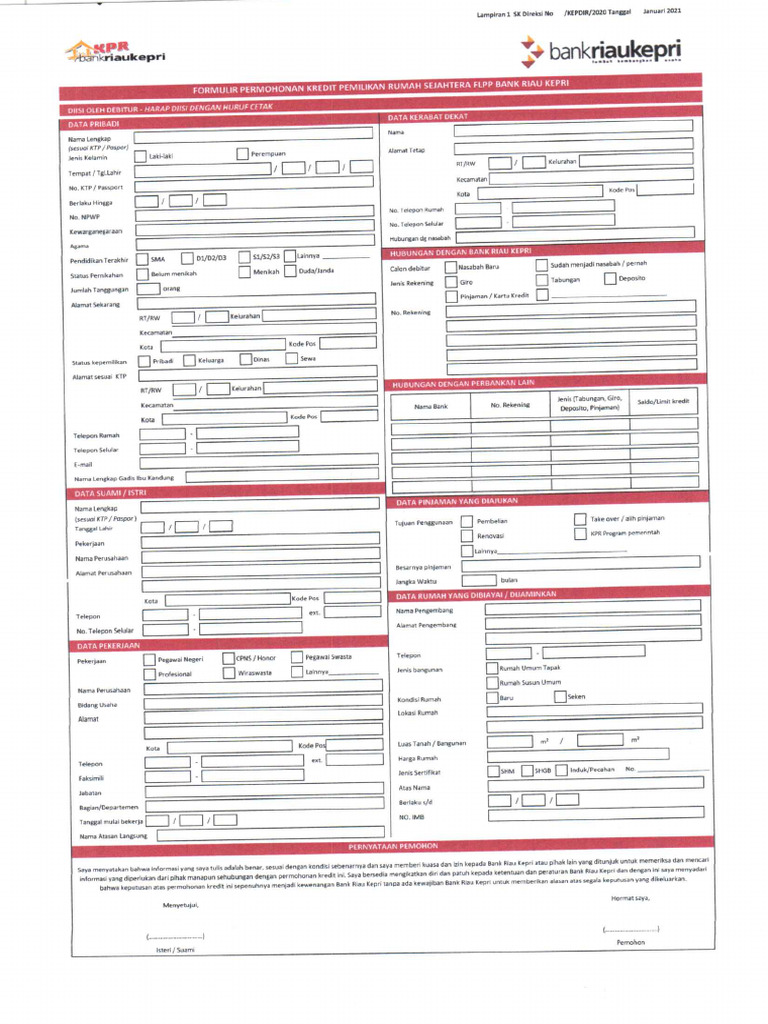 Formulir KPR FLPP Sample | PDF