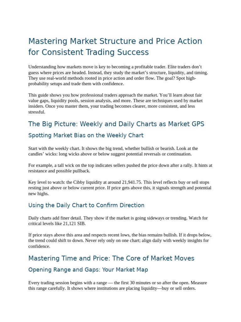 Blog Mastering Market Structure and Price Action For Consistent Trading ...