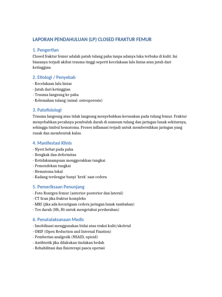 Salin-LP Closed Fraktur Femur Lengkap | PDF