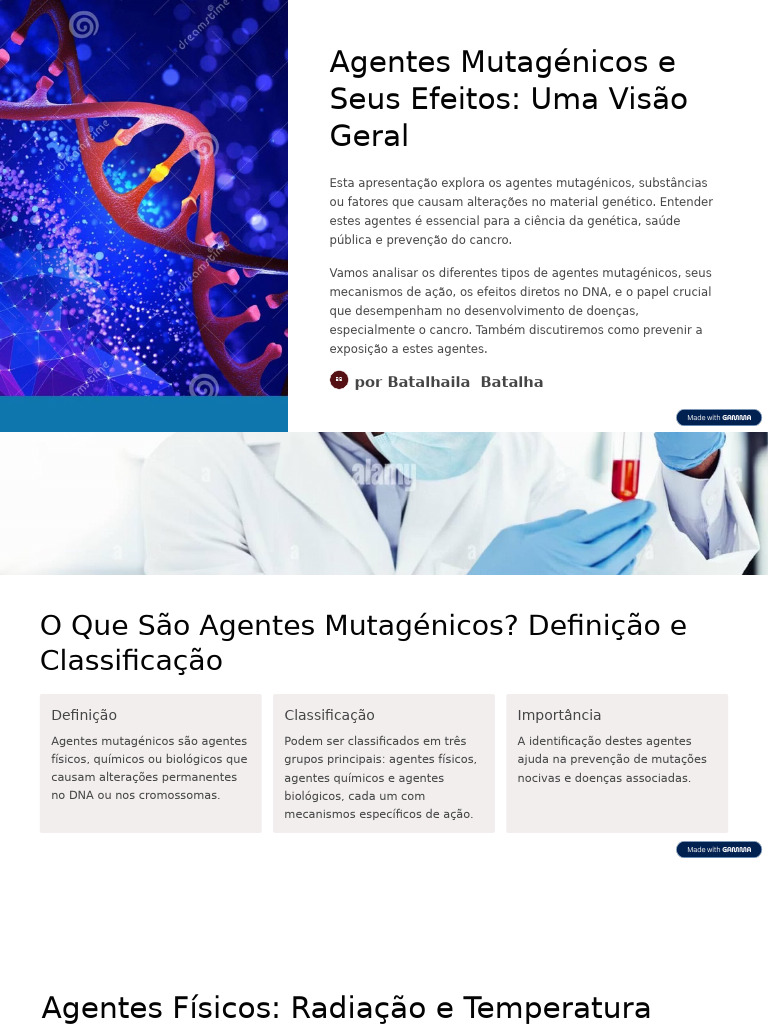 Agentes Mutagenicos e Seus Efeitos Uma Visao Geral | PDF | Câncer ...
