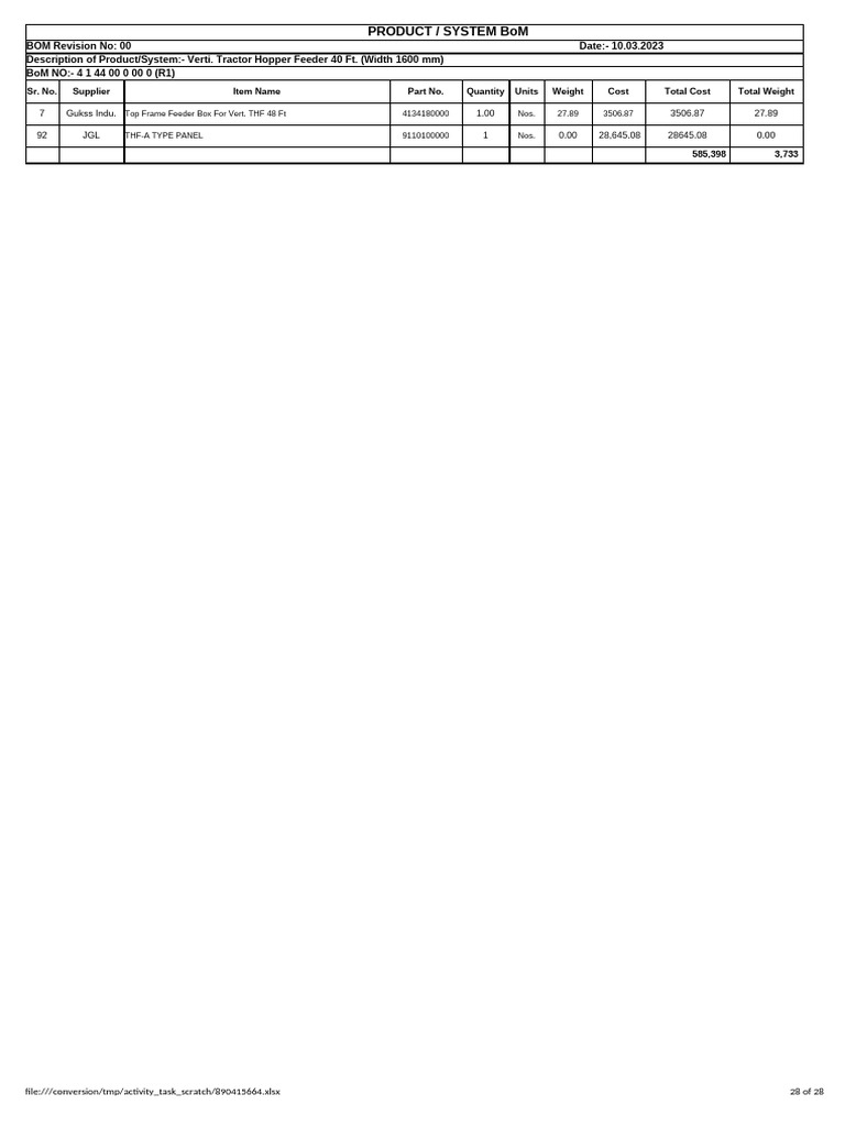 12) 4144000000 - THF 40 Ft. Width-1600 MM | PDF | Screw | Nut (Hardware)