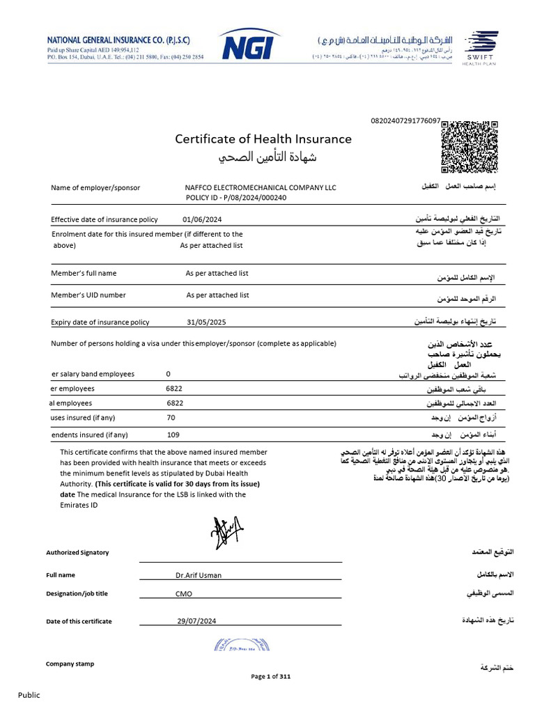 NGI Health Insurance Certificate | PDF | Human Migration