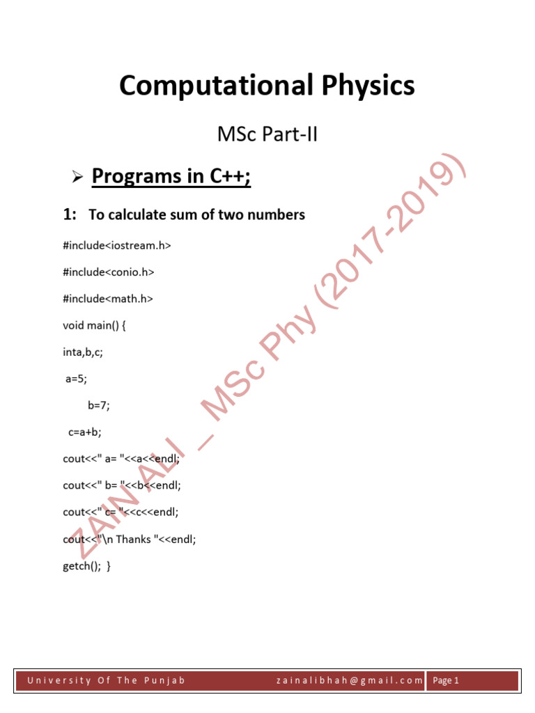 C++ Programs for Computational Physics | PDF | Computer Programming ...
