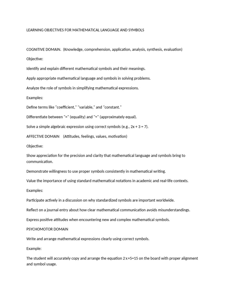 Learning Objectives | PDF