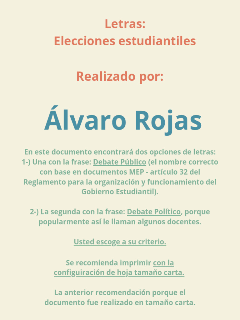 Letras Debate Público - Álvaro Rojas | PDF