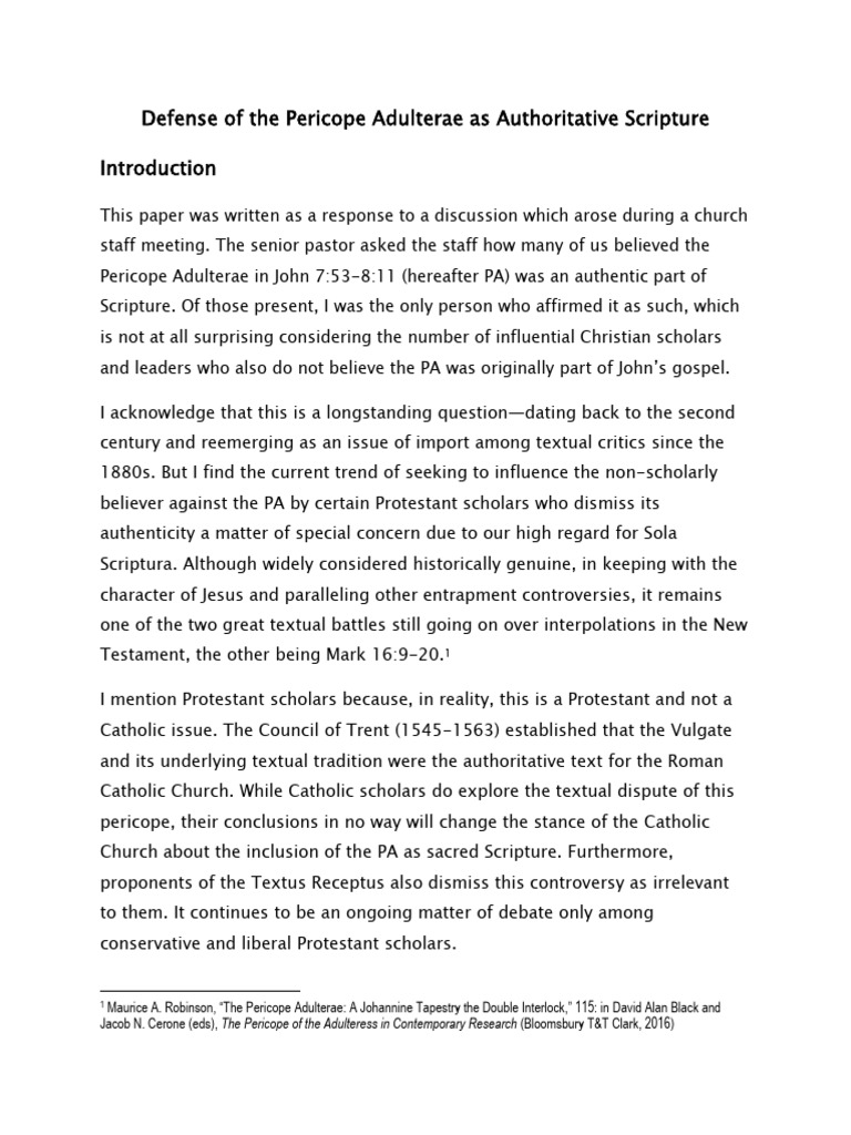 Defending the Pericope Adulterae's Authenticity | PDF | Textual ...
