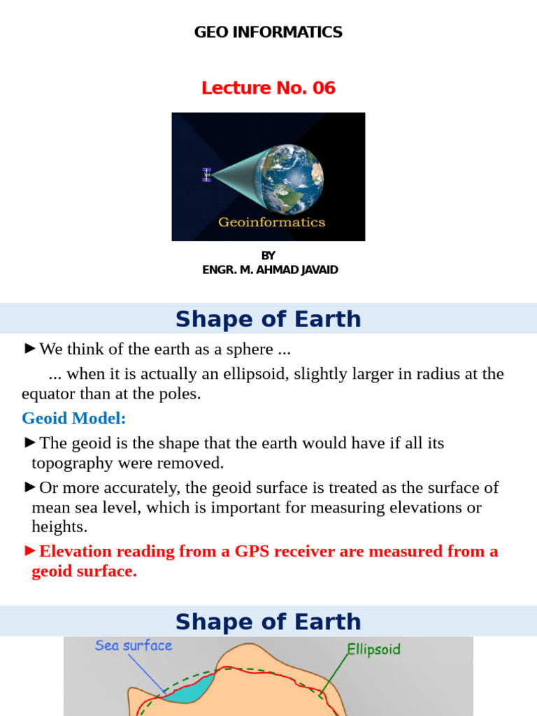 Lecture No. 06 Map Projections N GIS Data | PDF | Latitude | Geodesy