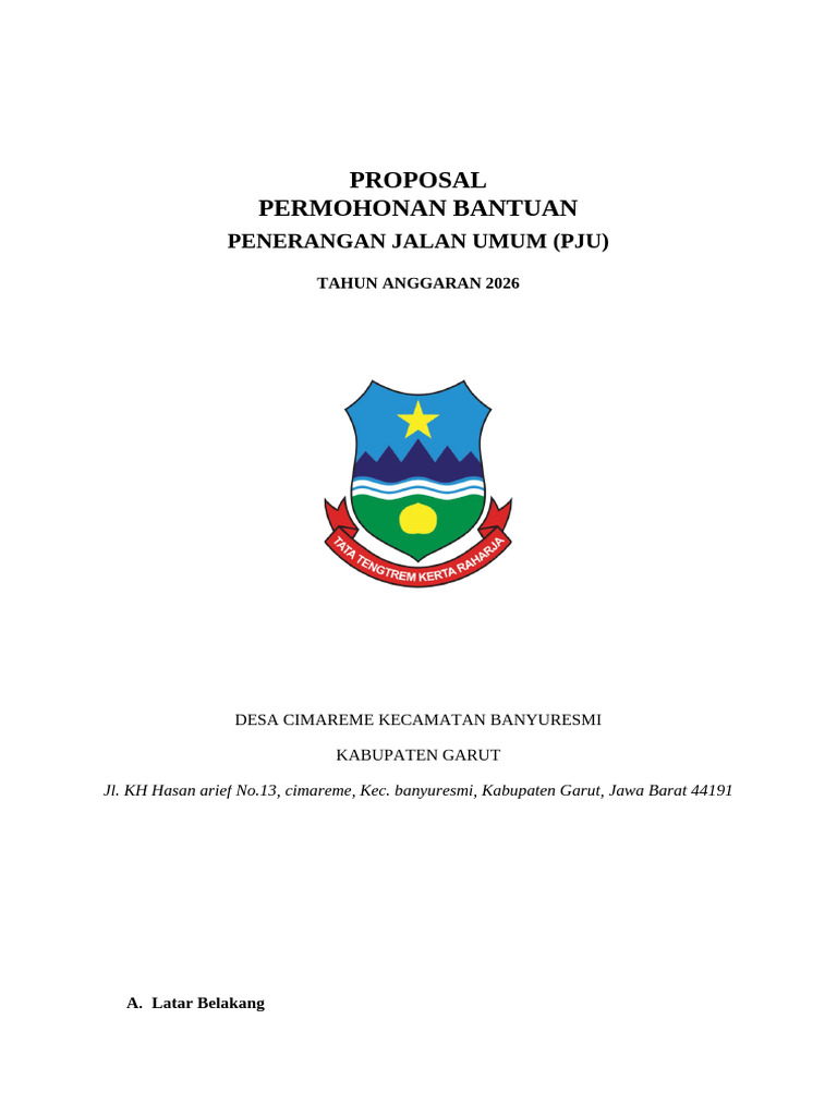 PJU Desa Cimareme: Proposal 2026 | PDF