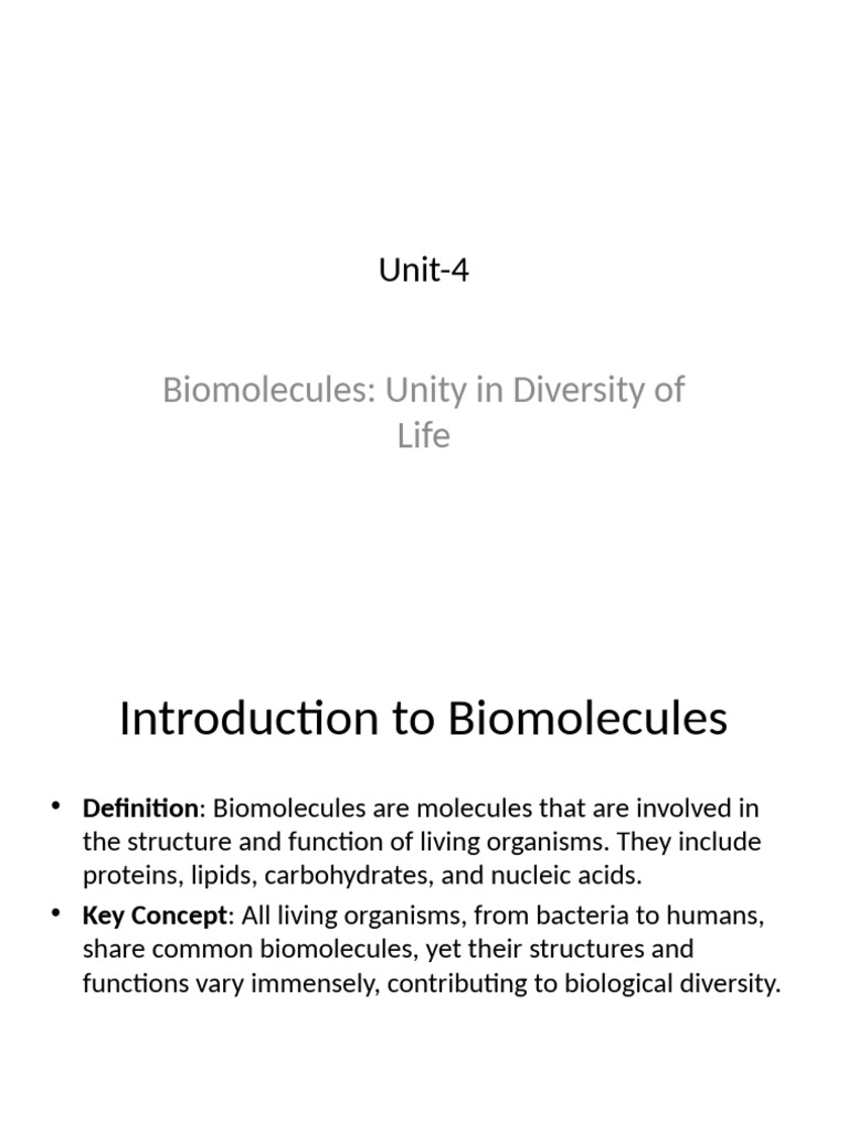 Unit-4 Biomolecules | PDF | Lipid | Rna
