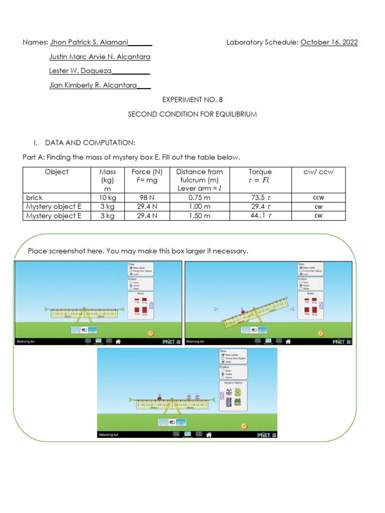 PHYS1107LabB Act9 AlamaniAlcantaraJianAlcantaraJustinDuqueza | PDF ...