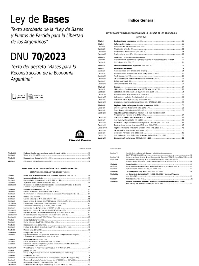 Ley de Bases y DNU 70-23 | PDF