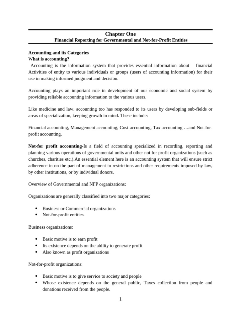 Chapter 1 Gov and NFP Acc | PDF | Nonprofit Organization ...