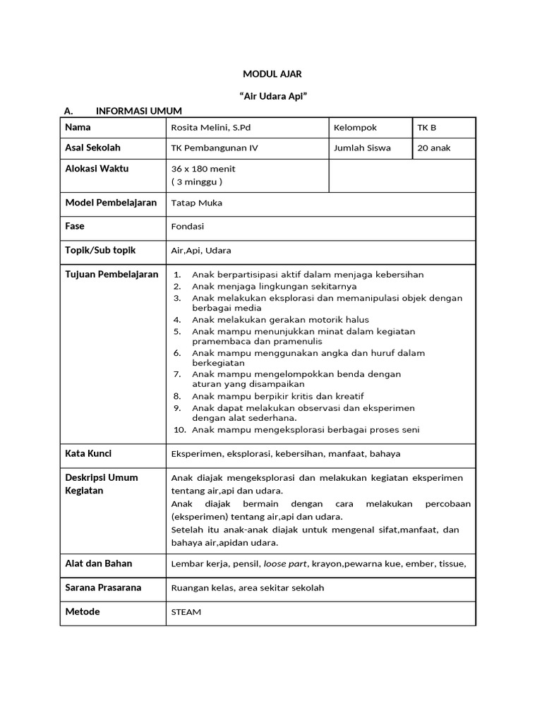 Modul Ajar Air Udara Api | PDF