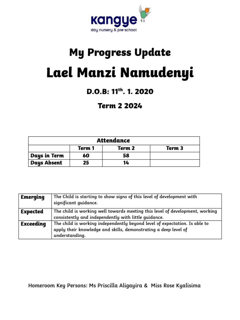 KDNPS My Progress Report Term 2 2024 Lael Manzi Namudenyi | PDF | Learning | Cognition