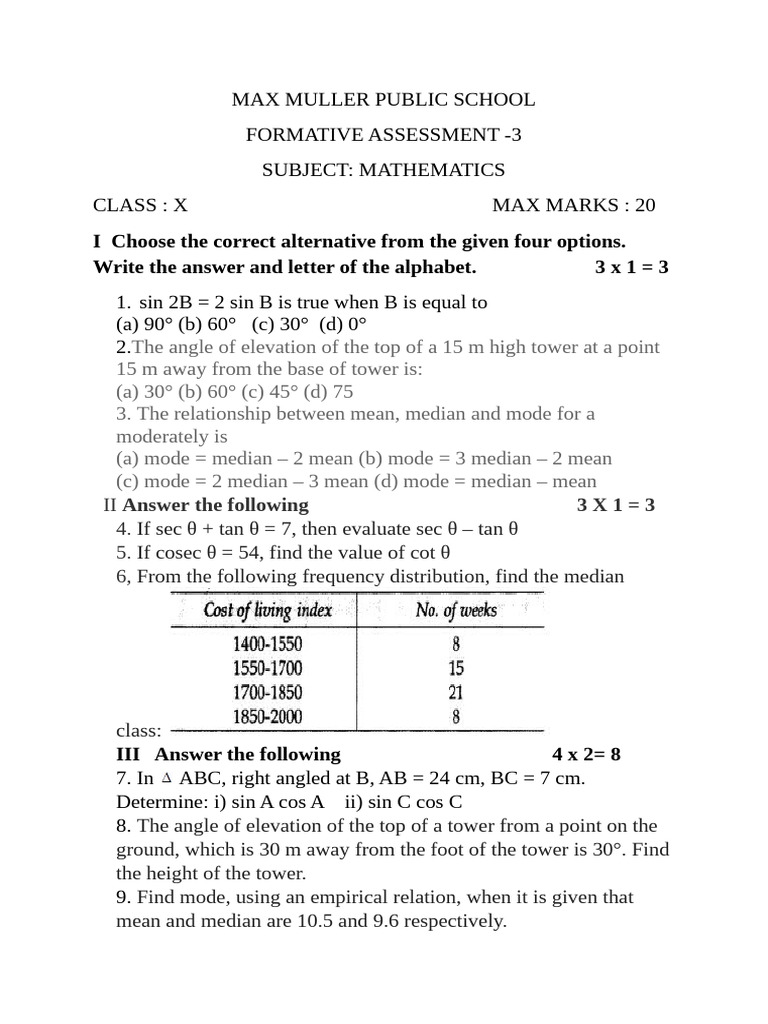 Class 10 FA3 Questionpaper | PDF