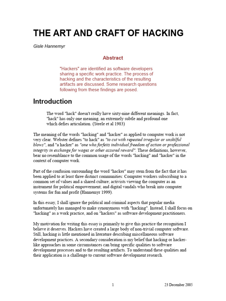 The Art and Craft of Hacking | PDF | Hacker Culture | Free Software