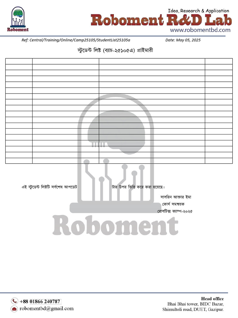 Student List 25105a Pri-1 | PDF