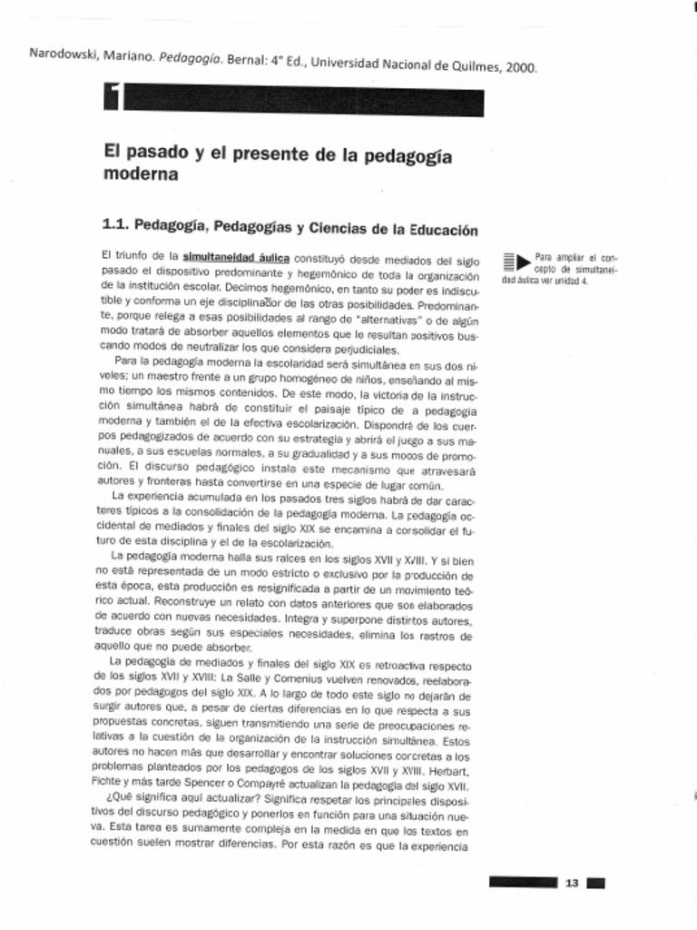 Narodowski. Pedagoía - Comenio. | PDF