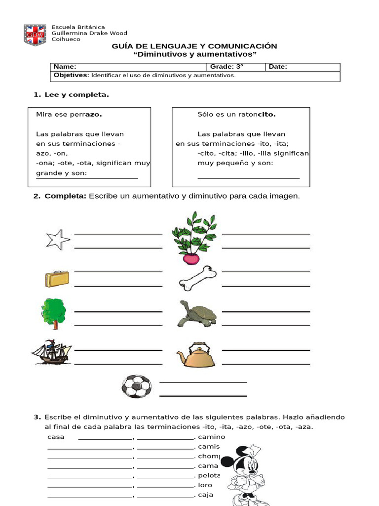 Guía de Aumentativos y Diminutivos | PDF